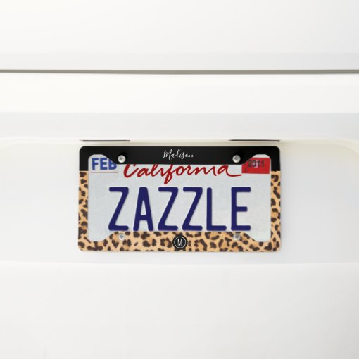 Leopard Print Black Brown Personalized Monogram License Plate Frame ...