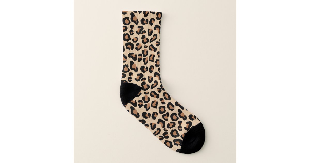 Leopard Print, Black, Brown, Rust and Tan Socks | Zazzle