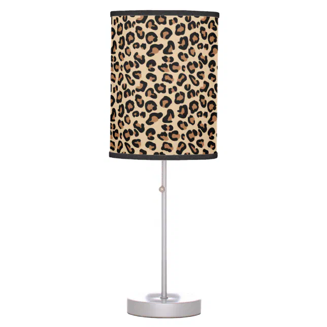 Leopard Print, Black, Rust and Tan Table Lamp | Zazzle