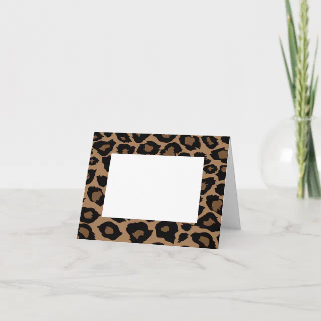 Leopard Print Border Note Card | Zazzle
