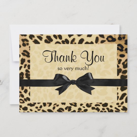 Leopard Print Bow Thank You Note | Zazzle.com