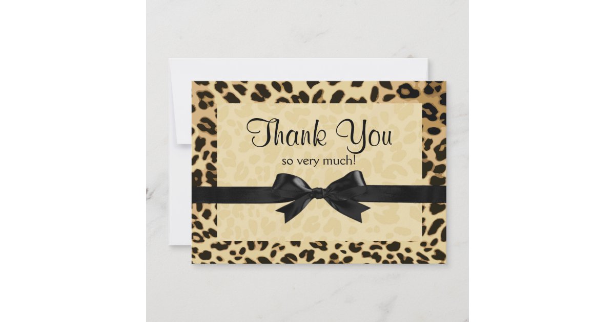 Leopard Print Bow Thank You Note | Zazzle