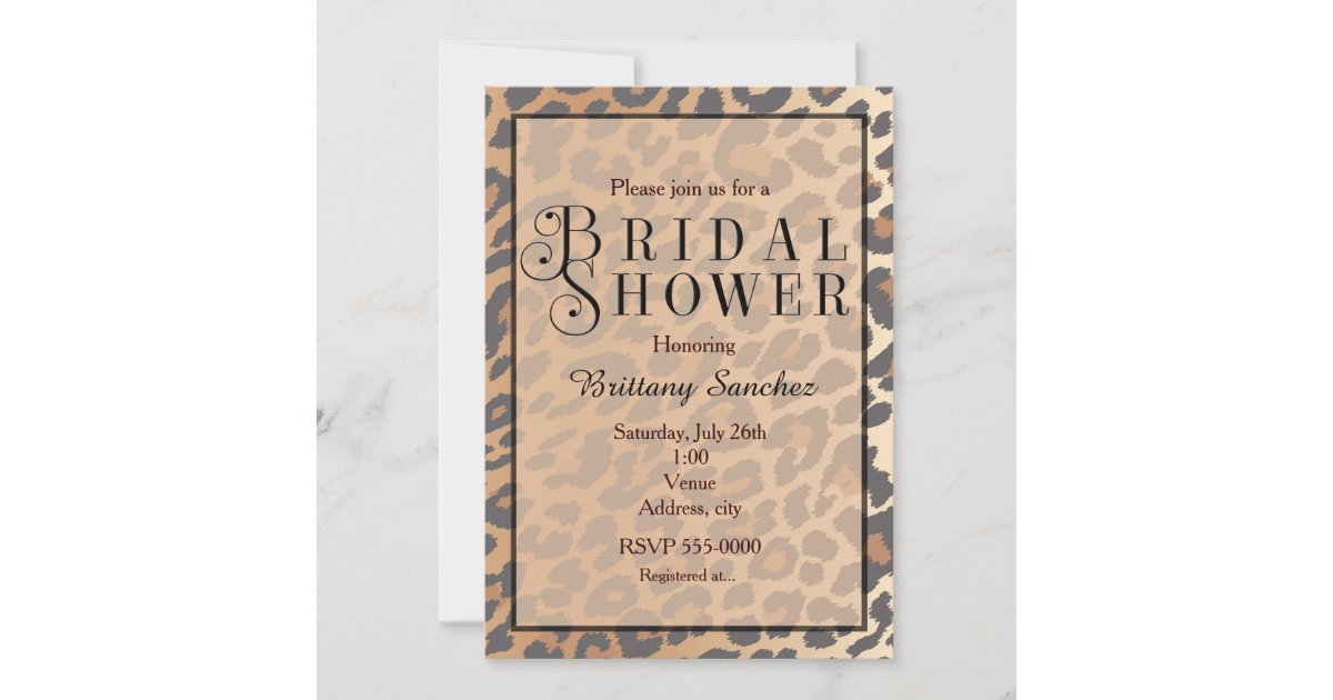 Leopard Print Cheetah Bridal Shower Invitation | Zazzle