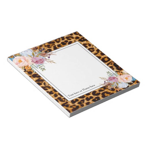 leopard print, cheetah, trendy, floral, sweet, notepad | Zazzle