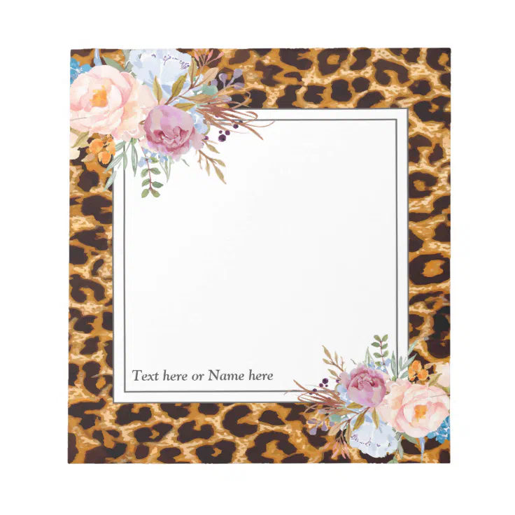leopard print, cheetah, trendy, floral, sweet, notepad | Zazzle
