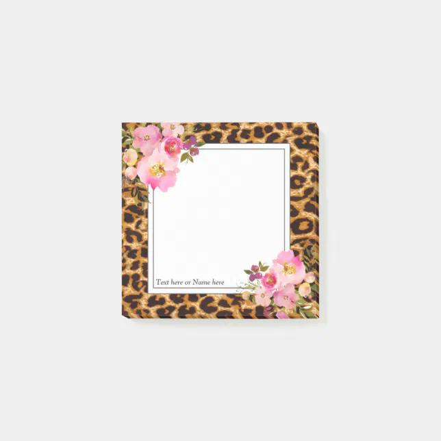 leopard print, cheetah trendy, floral, sweet, post-it notes | Zazzle