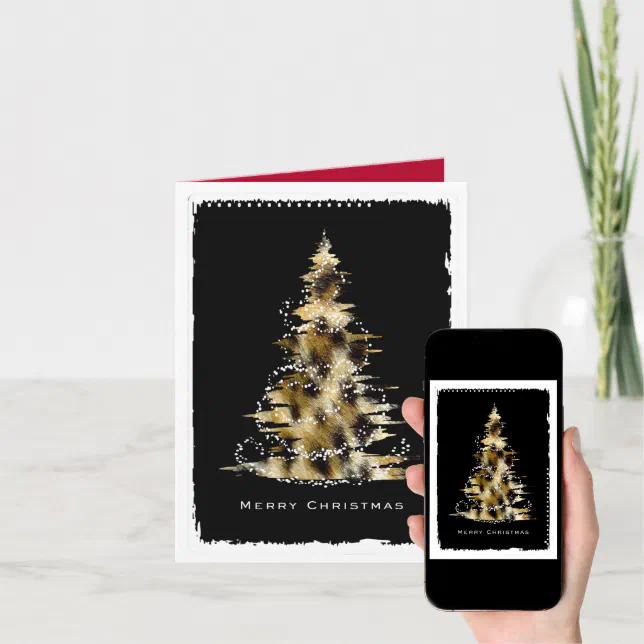Leopard Print Christmas Tree Card | Zazzle
