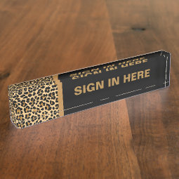 Leopard Print Custom Desk Name Plate | Zazzle