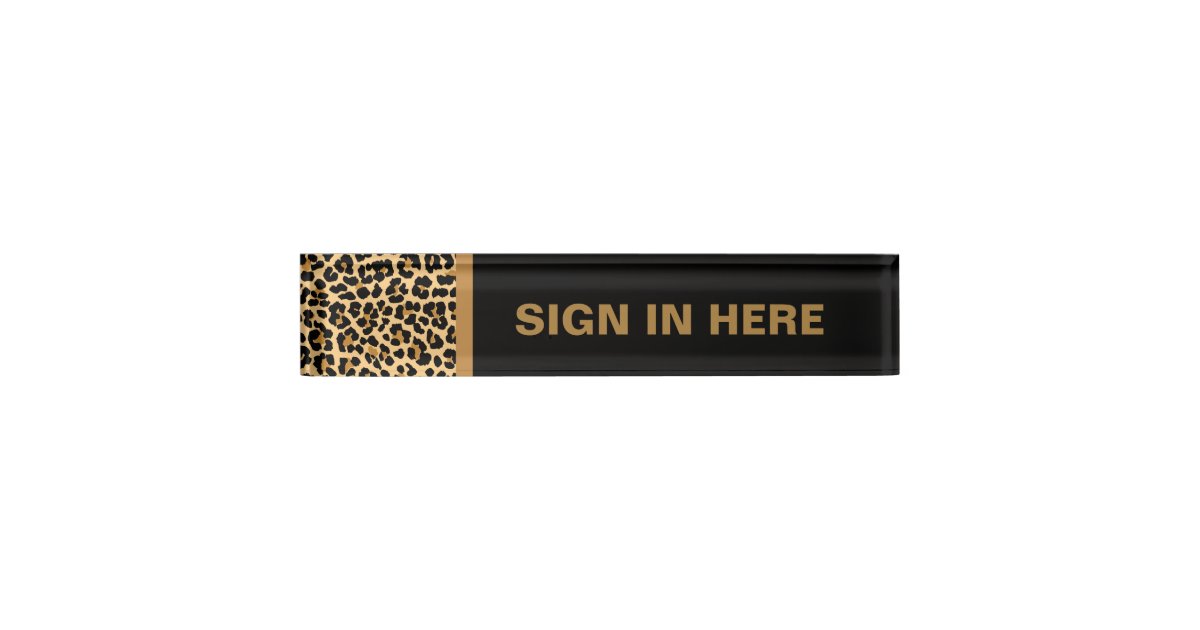 Leopard Print Custom Desk Name Plate | Zazzle