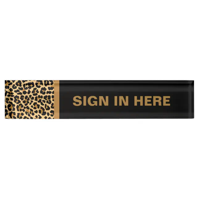 Leopard Print Custom Desk Name Plate | Zazzle