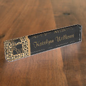 Leopard Print Custom Monogram Desk Name Plate | Zazzle