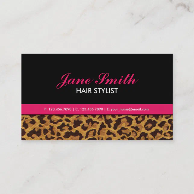 Leopard Print Elegant Classy Modern Professional Business Card | Zazzle