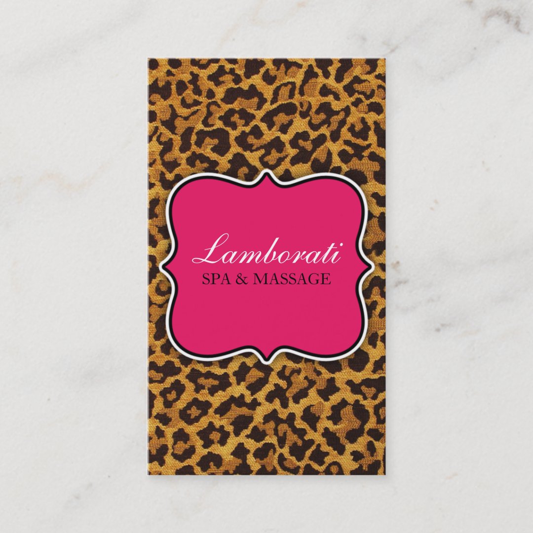 Leopard Print Fashion Designer Elegant Modern Pink Business Card | Zazzle