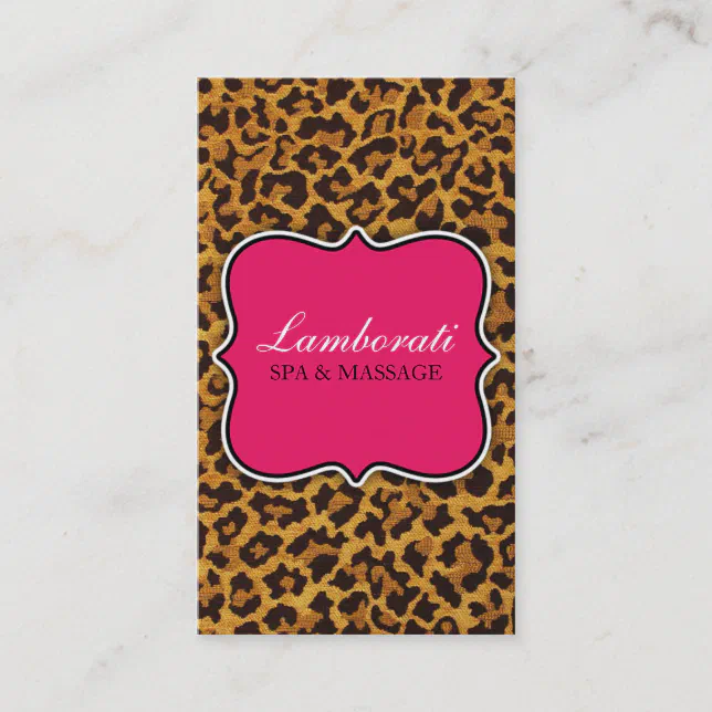 Leopard Print Fashion Designer Elegant Modern Pink Business Card | Zazzle