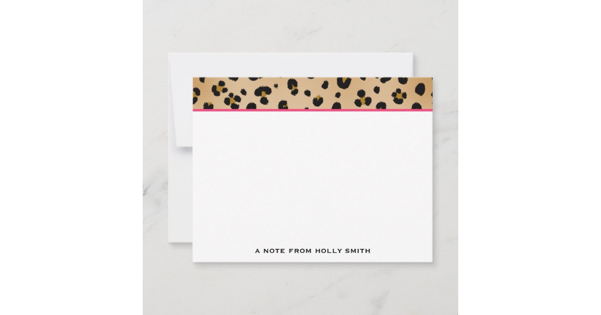 Leopard Print Flat Notecards | Zazzle