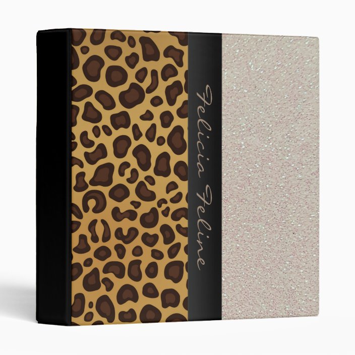 Leopard Print Glitter Personalized Glam Girly Binder | Zazzle.com