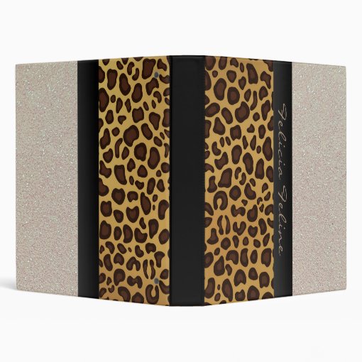 Leopard Print Glitter Personalized Glam Girly Binder | Zazzle