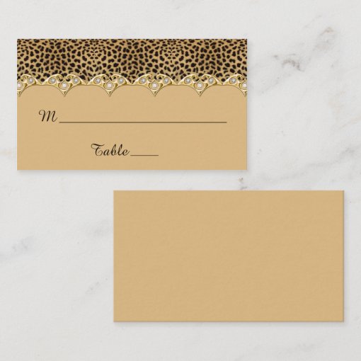 Leopard Print Gold and Diamonds Place Cards | Zazzle