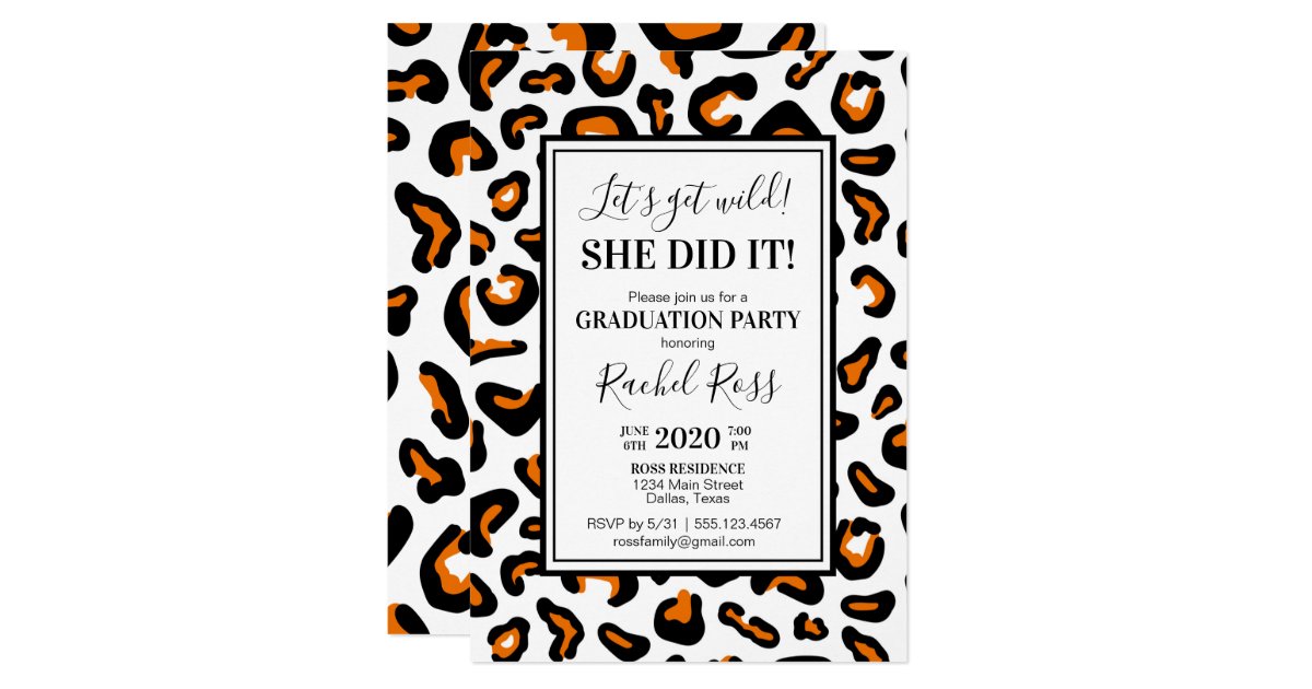 Leopard Print Graduation Party Invitation | Zazzle.com