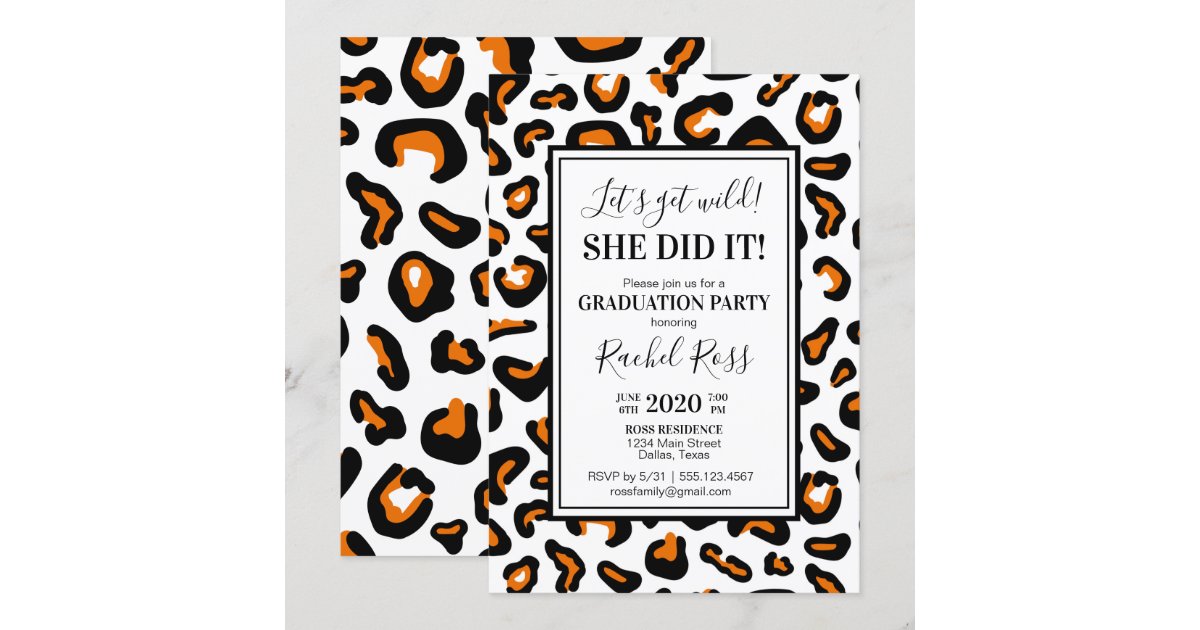 Leopard Print Graduation Party Invitation | Zazzle