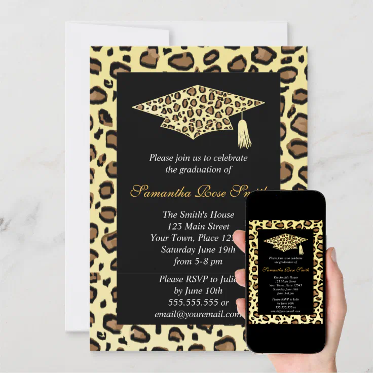 Leopard Print Graduation Party Invitation | Zazzle