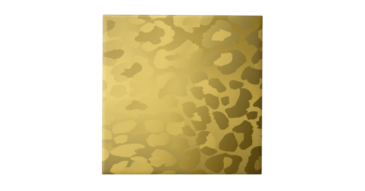 Leopard Print In Gold Ceramic Tile | Zazzle