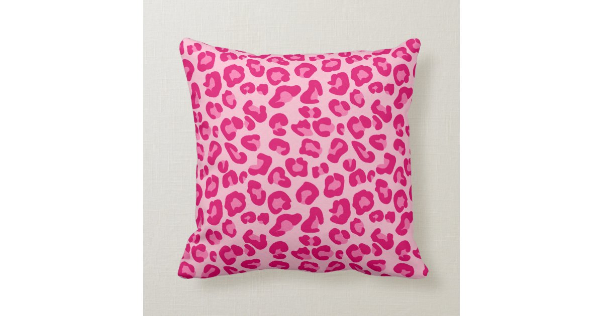 Leopard Print in Pastel Pink, Hot Pink and Fuchsia Throw Pillow ...
