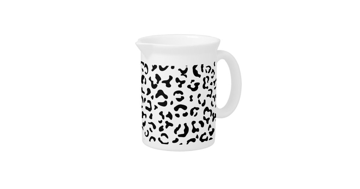 Leopard Print, Leopard Spots, Black And White Beverage Pitcher | Zazzle
