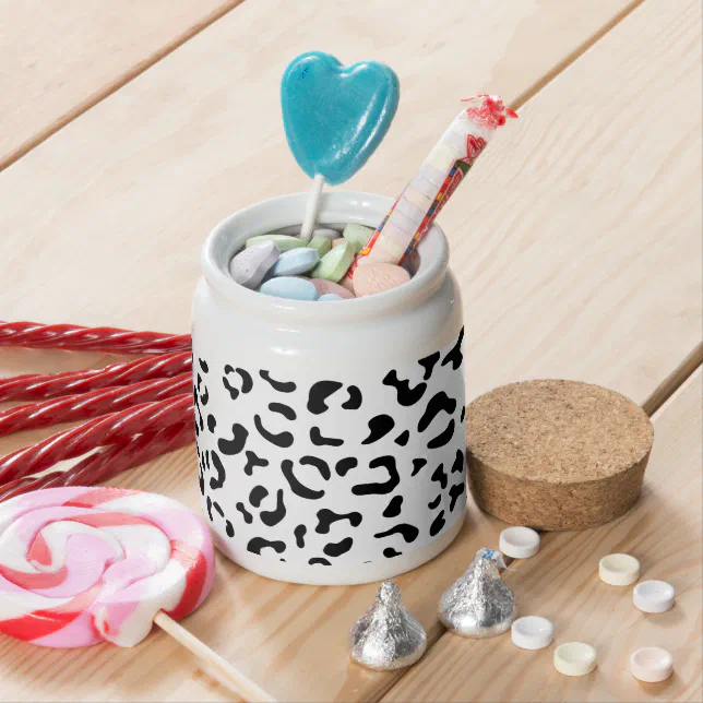 Leopard Print, Leopard Spots, Black And White Candy Jar | Zazzle