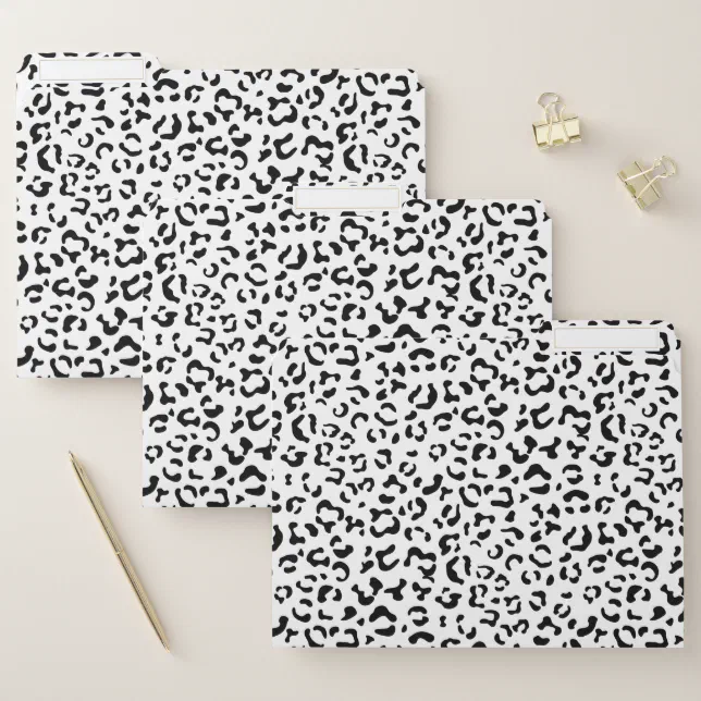 Leopard Print, Leopard Spots, Black And White File Folder | Zazzle
