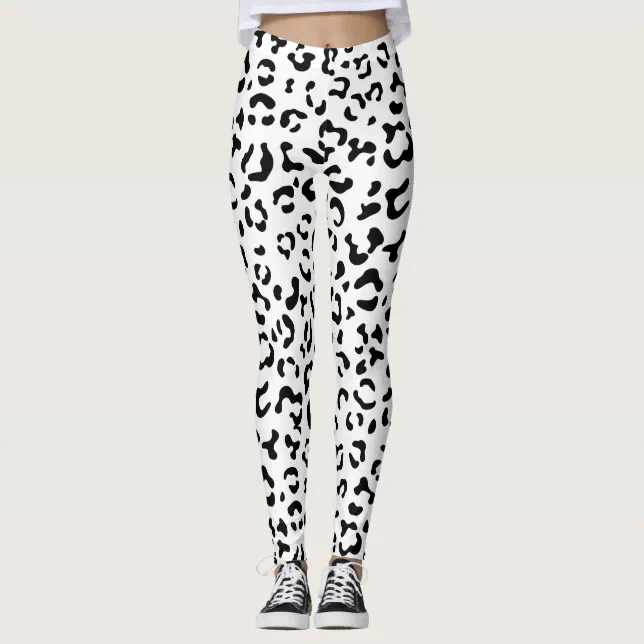Leopard Print, Leopard Spots, Black And White Leggings | Zazzle
