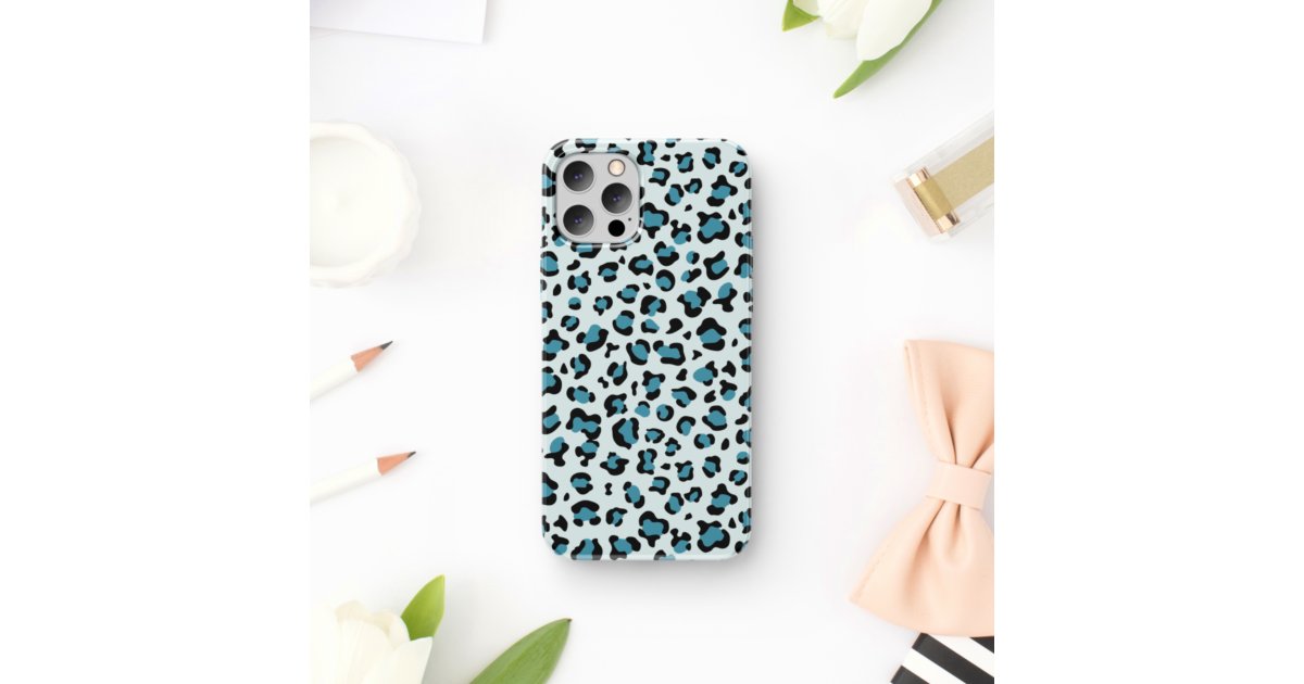 Leopard Print, Leopard Spots, Blue Leopard Case-Mate iPhone Case | Zazzle
