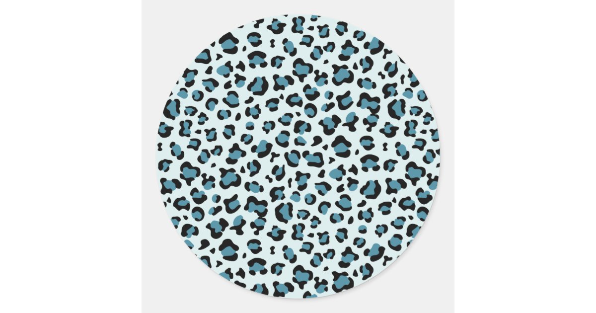 Leopard Print, Leopard Spots, Blue Leopard Classic Round Sticker | Zazzle