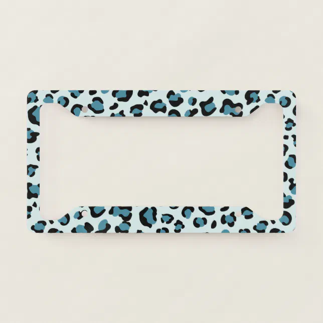 Leopard Print, Leopard Spots, Blue Leopard License Plate Frame | Zazzle
