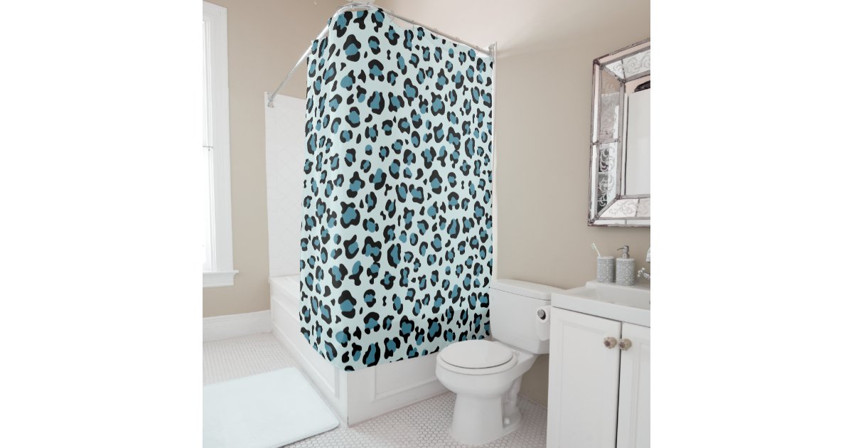 Leopard Print, Leopard Spots, Blue Leopard Shower Curtain | Zazzle