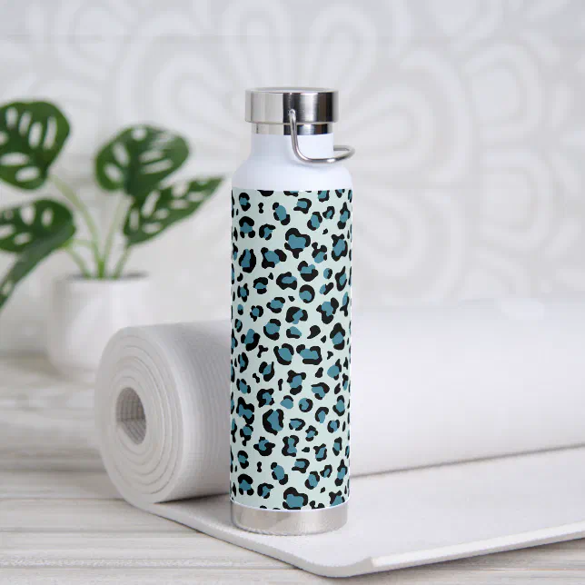 Leopard Print, Leopard Spots, Blue Leopard Water Bottle | Zazzle