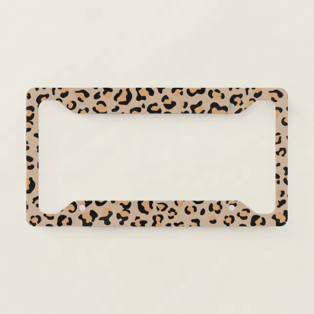 Leopard Print, Leopard Spots, Brown Leopard License Plate Frame | Zazzle