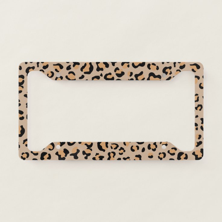 Leopard Print, Leopard Spots, Brown Leopard License Plate Frame | Zazzle