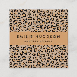 Leopard Print, Leopard Spots, Brown Leopard Square Business Card | Zazzle