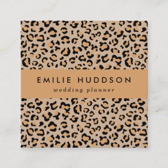 Leopard Print, Leopard Spots, Brown Leopard Square Business Card | Zazzle