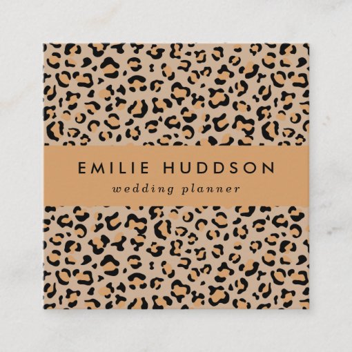 Leopard Print, Leopard Spots, Brown Leopard Square Business Card | Zazzle