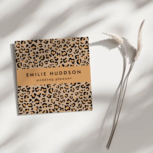 Leopard Print, Leopard Spots, Brown Leopard Square Business Card | Zazzle