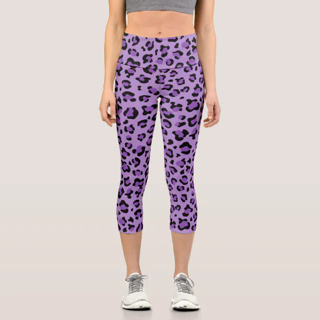 Leopard Print, Leopard Spots, Purple Leopard Capri Leggings | Zazzle