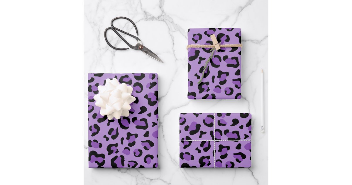 Leopard Print, Leopard Spots, Purple Leopard Wrapping Paper Sheets | Zazzle