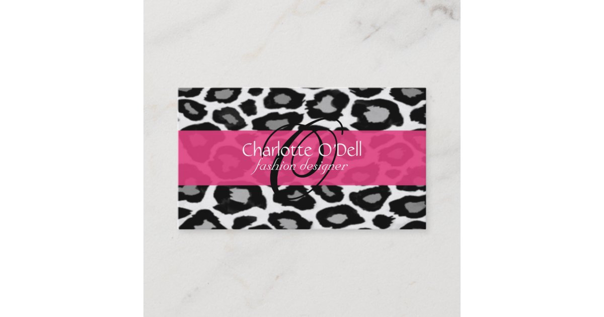 Leopard Print Monogram Business Cards | Zazzle