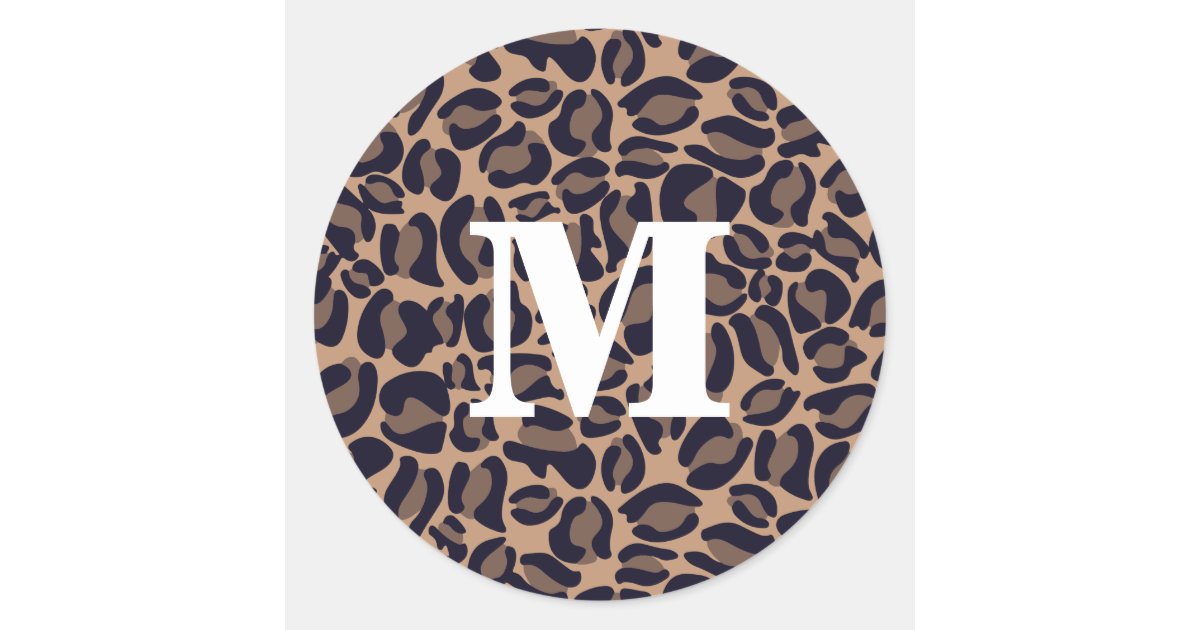 Leopard Print Monogram Classic Jungle Party Classic Round Sticker | Zazzle