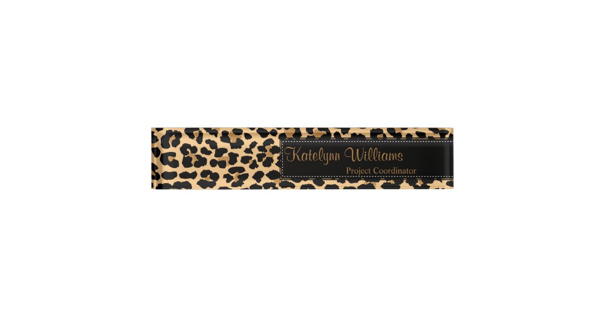 Leopard Print Monogram Desk Name Plate | Zazzle