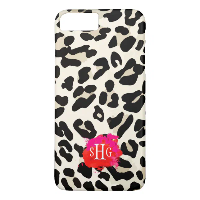 Leopard Print Monogram iPhone 7 Plus Case | Zazzle