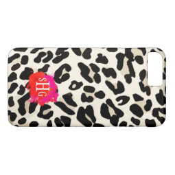 Leopard Print Monogram iPhone 7 Plus Case | Zazzle