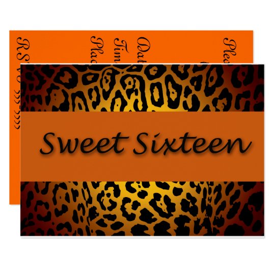 Leopard Print,Orange & Black Sweet Sixteen Invitation | Zazzle.com